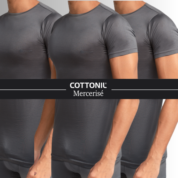 Bundle of 3 O-Neck Undershirt-Grey - MERCERISÉ by Cottonil